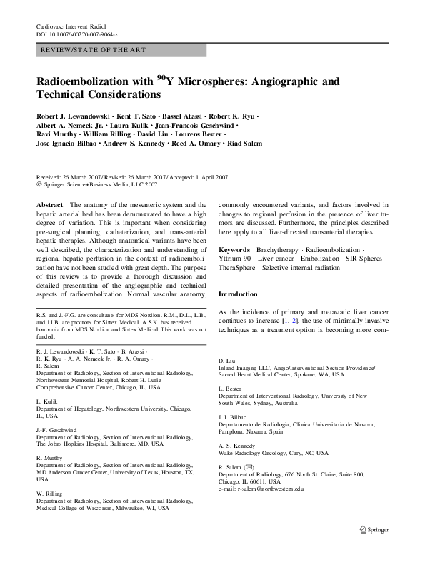 (PDF) Radioembolization with 90Y Microspheres: Angiographic and ...