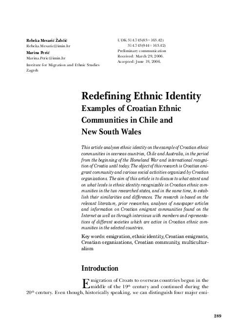 (PDF) Redefining Ethnic Identity Examples of Croatian Ethnic ...