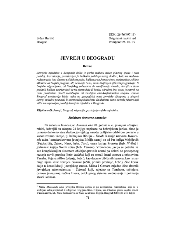 (PDF) Jevreji u Beogradu