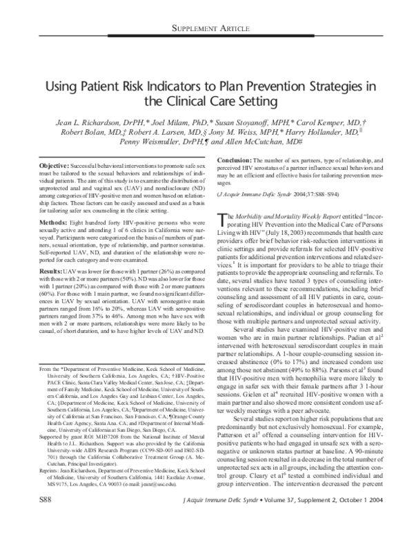 (PDF) Using Patient Risk Indicators to Plan Prevention Strategies in ...