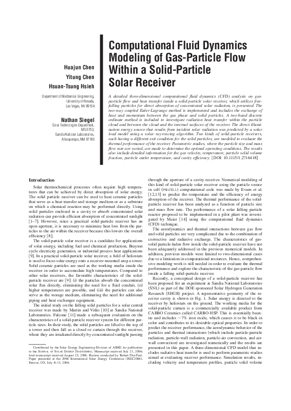 Pdf Computational Fluid Dynamics Modeling Of Gas Particle Flow Within
