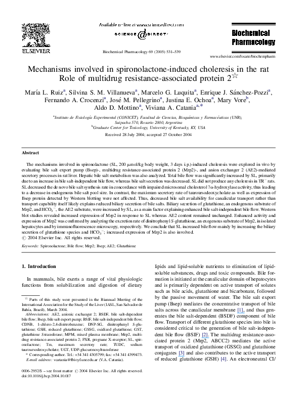 (PDF) Mechanisms involved in spironolactone-induced choleresis in the rat