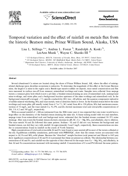 (PDF) Temporal variation in discharge chemistry and portal flow from the 8-Level adit, Lynx Mine ...