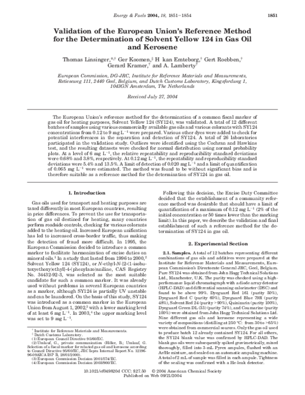 (PDF) Validation of the European Union's Reference Method for the ...
