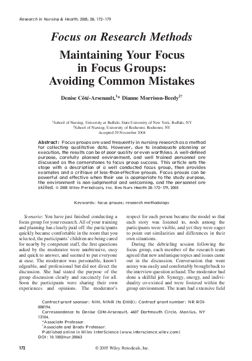 (PDF) Maintaining your focus in focus groups: Avoiding common mistakes