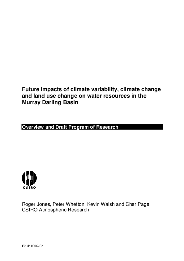(PDF) Future impacts of climate variability, climate change and land ...