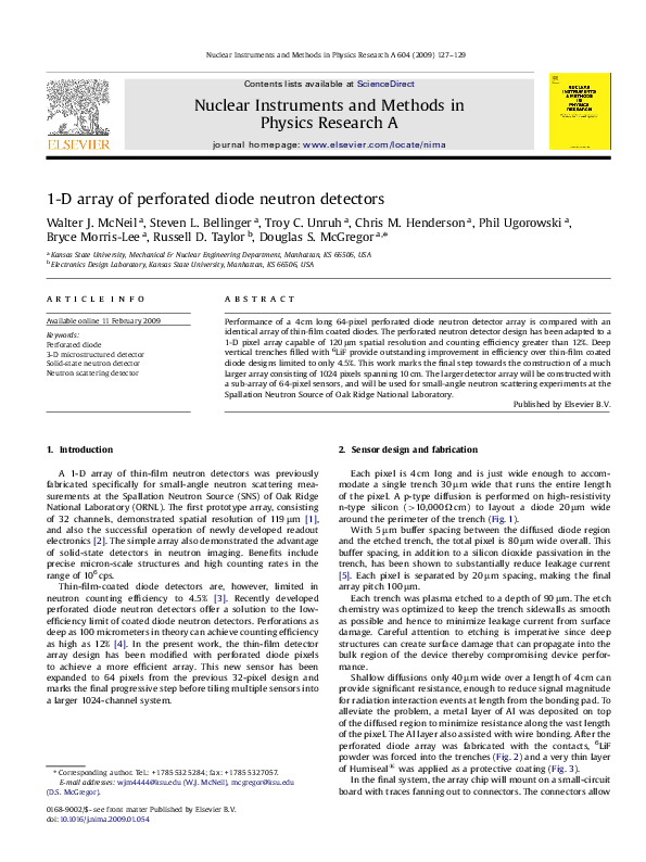 (PDF) 1-D array of perforated diode neutron detectors
