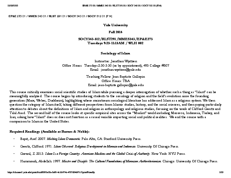 (PDF) Sociology of Islam