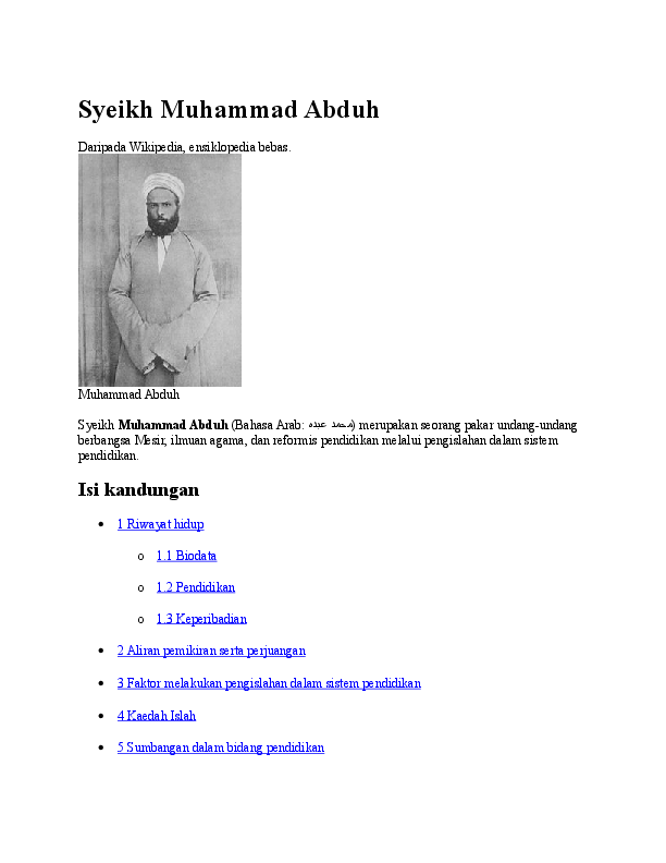 (DOC) Syeikh Muhammad Abduh