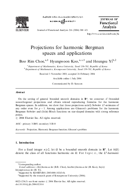 (PDF) Projections for harmonic Bergman spaces and applications