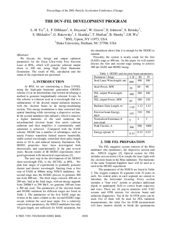 (PDF) The DUV-FEL development program