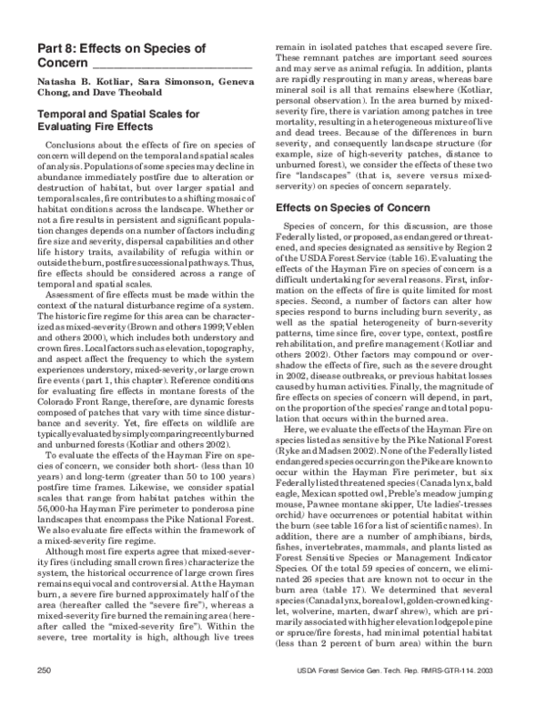 (PDF) Temporal and Spatial Scales for Evaluating Fire Effects
