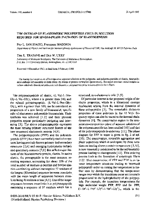 (PDF) The overlap of elastomeric polypeptide coils in solution required for single-phase ...