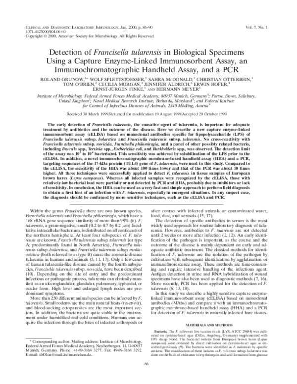 (PDF) Detection of Francisella tularensis in Biological Specimens Using ...