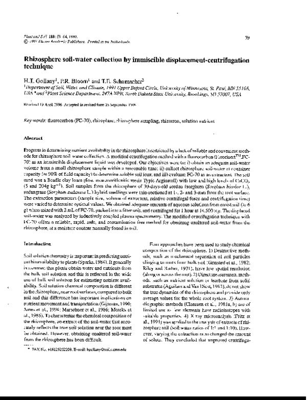 (PDF) Rhizosphere soil-water collection by immiscible displacement ...