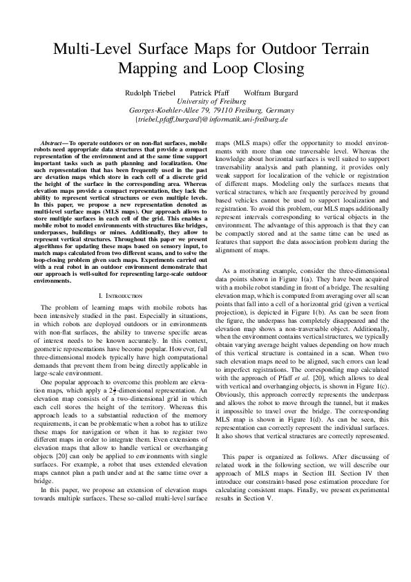 (PDF) Multi-Level Surface Maps for Outdoor Terrain Mapping and Loop Closing