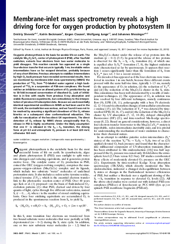 (PDF) Membrane-inlet mass spectrometry reveals a high driving force for ...