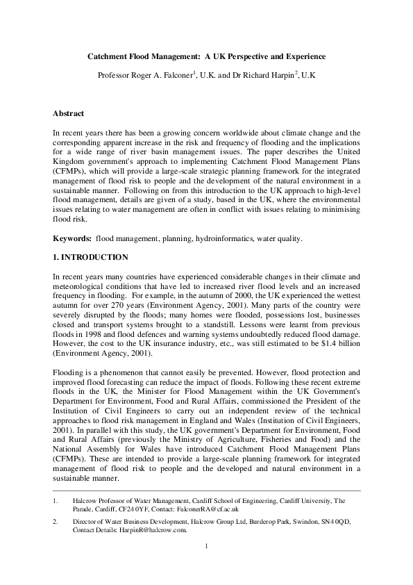 (PDF) Catchment Flood Management