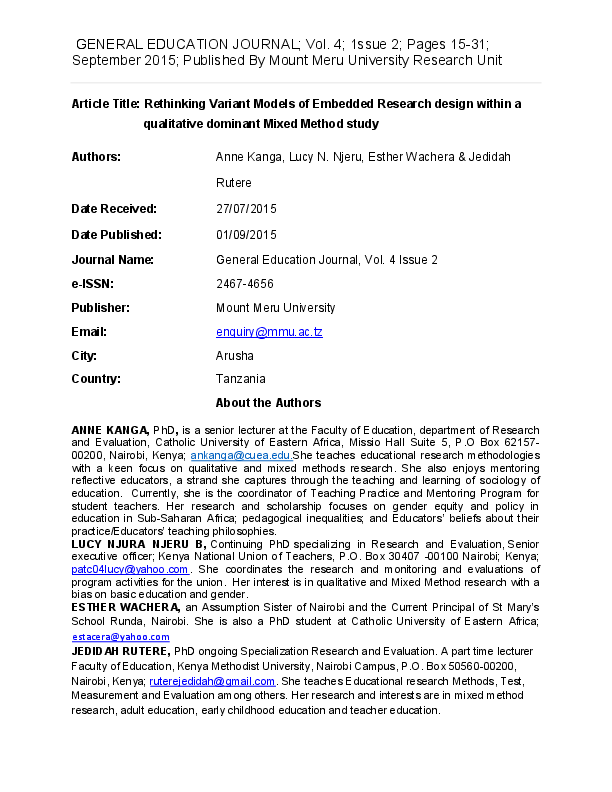 (PDF) Rethinking Variant Models of Embedded Research design within a ...