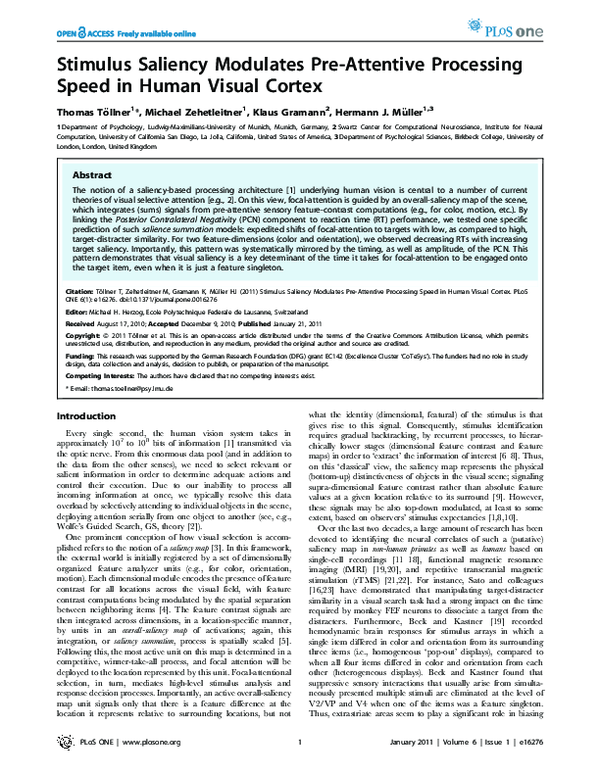 (PDF) Stimulus Saliency Modulates Pre-Attentive Processing Speed in ...