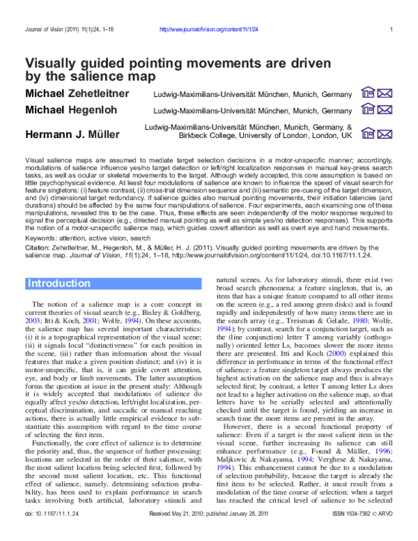 (PDF) Visually guided pointing movements are driven by the salience map