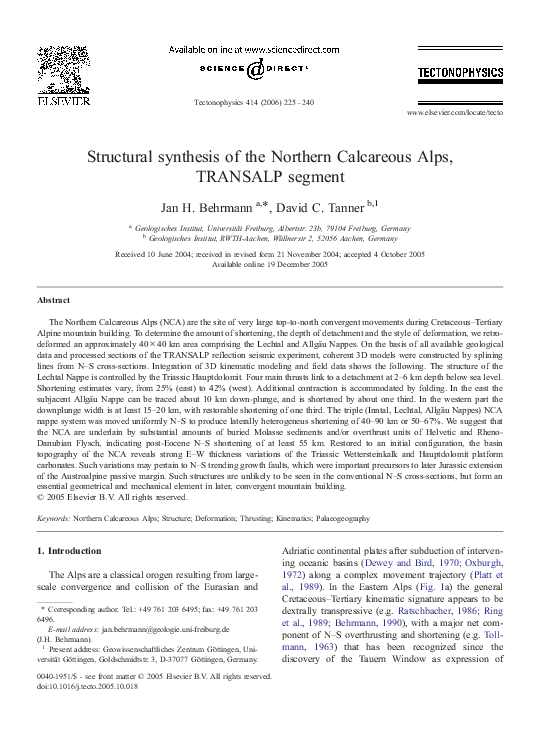 Structural synthesis of the Northern Calcareous Alps, TRANSALP segment
