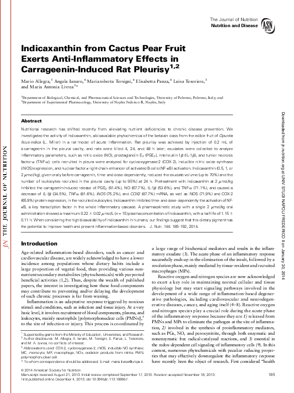 (PDF) Indicaxanthin from Cactus Pear Fruit Exerts Anti-Inflammatory ...