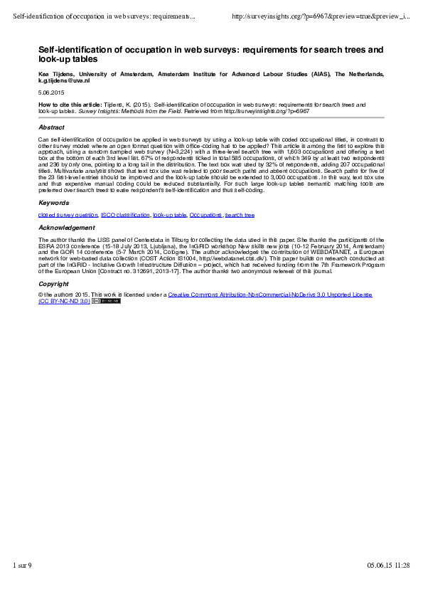 (PDF) Self-identification of occupation in web surveys: requirements ...