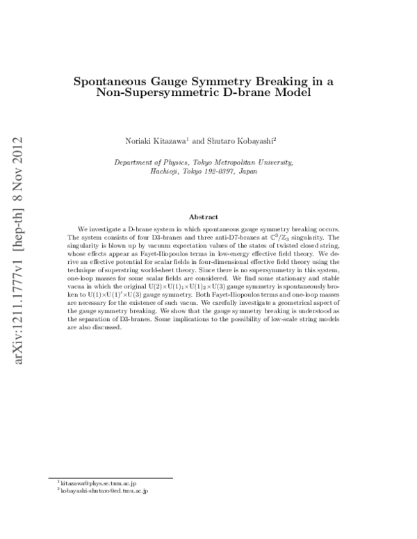 (PDF) Minimal embedding of the Standard Model into intersecting D-brane configurations with a ...