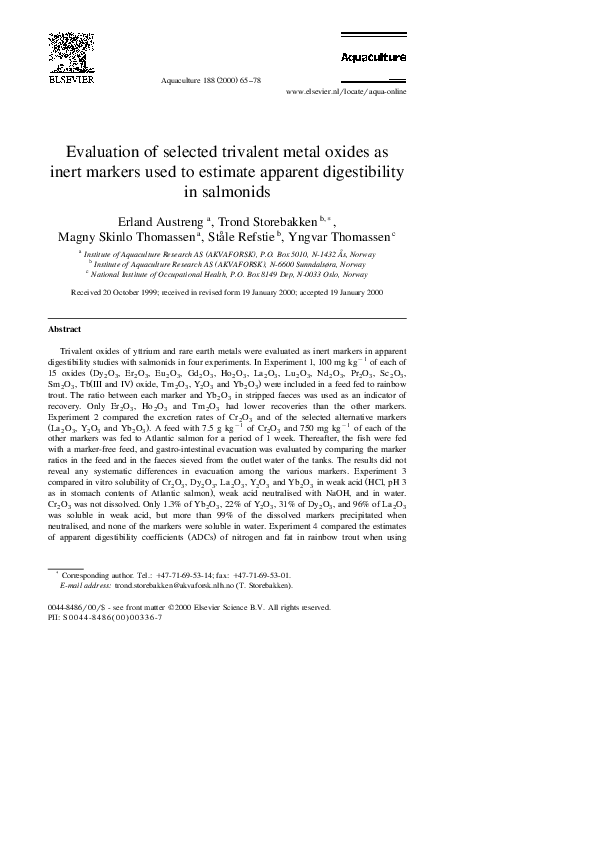 (PDF) Evaluation of selected trivalent metal oxides as inert markers ...