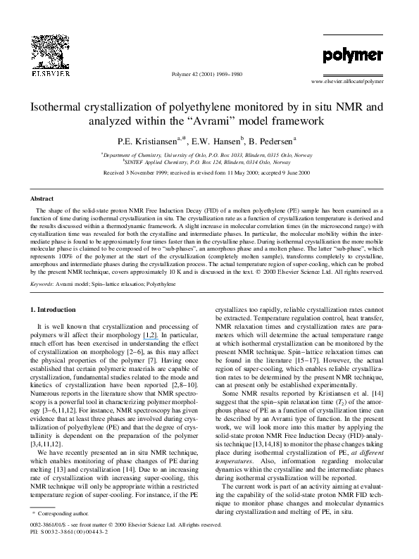 (PDF) Isothermal crystallization of polyethylene monitored by in situ ...