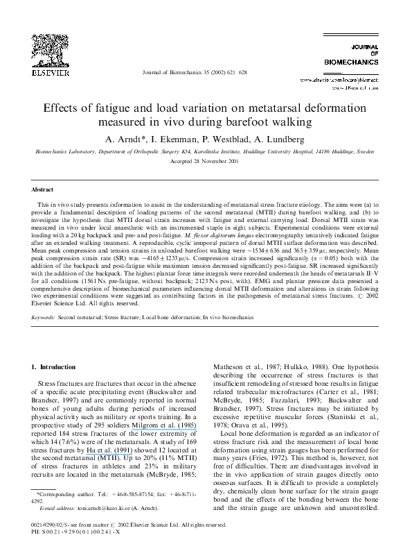 (PDF) Effects of fatigue and load variation on metatarsal deformation ...