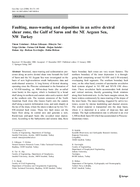 (PDF) Faulting, mass-wasting and deposition in an active dextral shear ...