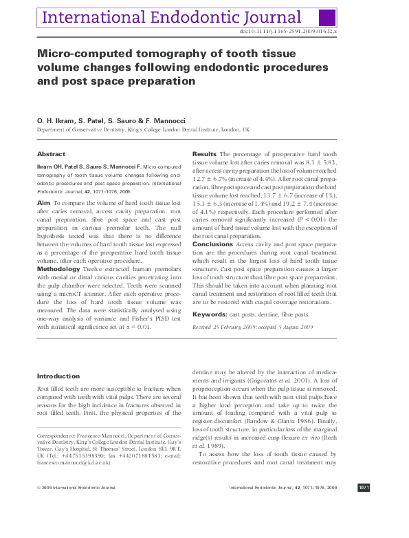 (PDF) Micro-computed tomography of tooth tissue volume changes ...