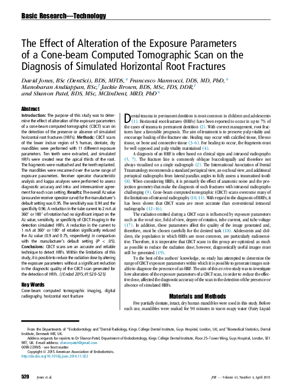 (PDF) The Effect of Alteration of the Exposure Parameters of a Cone-beam Computed Tomographic ...