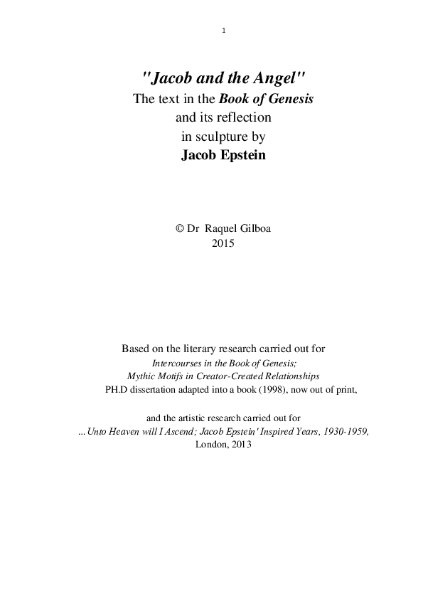 (PDF) "Jacob and the Angel" -The text in the Book of Genesis and in the ...