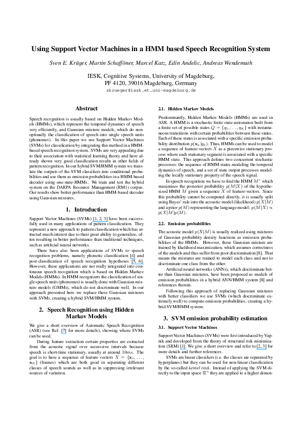 (PDF) Using Support Vector Machines in a HMM based Speech Recognition System | Andreas Wendemuth ...