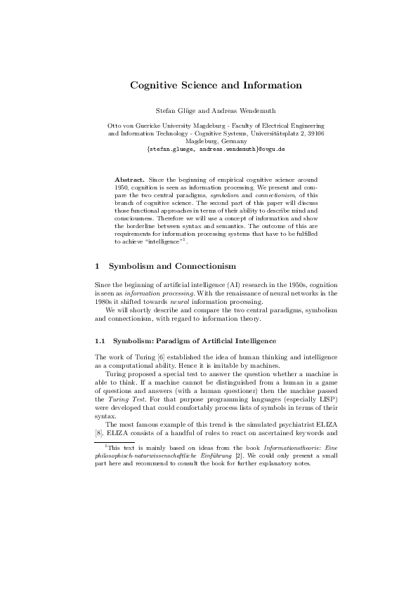(PDF) Cognitive Science and Information