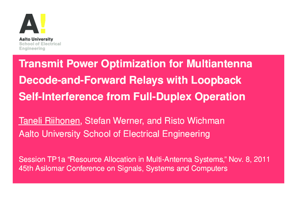 Pdf Transmit Power Optimization For Multiantenna Decode And Forward
