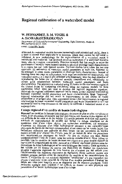 (PDF) Regional calibration of a watershed model