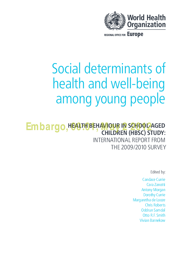 Pdf Social Determinants Of Health And Well Being Among Young People