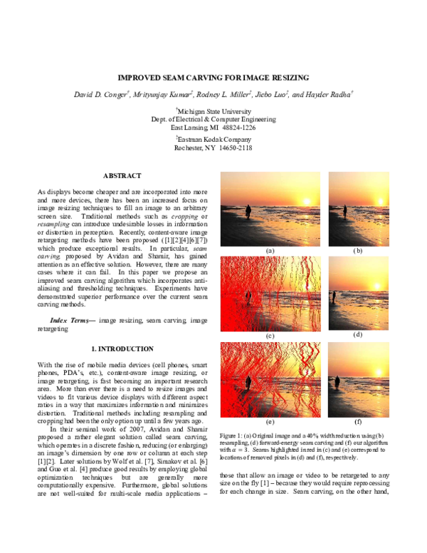 (PDF) Content Aware Media Retargeting for still images using Seam Carving | Ankit Garg ...