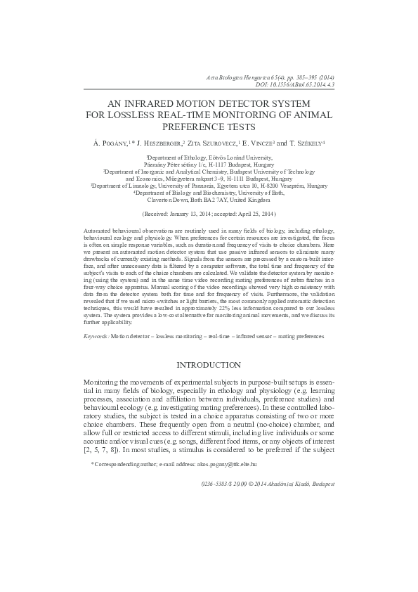 (PDF) An infrared motion detector system for lossless real-time ...