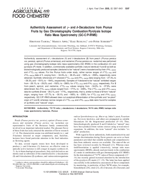 (PDF) Authenticity assessment of gamma- and delta-decalactone from ...