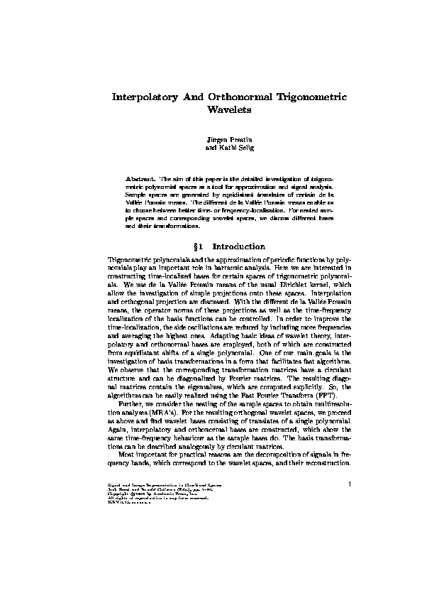 (PDF) Interpolatory and orthonormal trigonometric wavelets