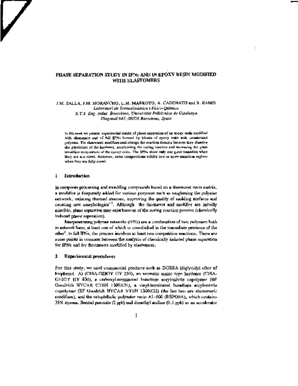 (PDF) PHASE SEPARATION STUDY IN IPN s AND IN EPOXY RESIN MODIFIED WITH ...