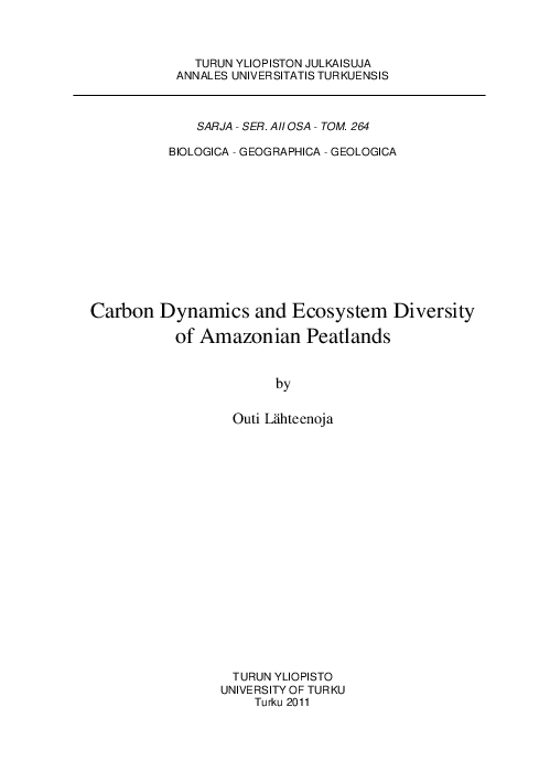 (PDF) Carbon Dynamics and Ecosystem Diversity of Amazonian Peatlands