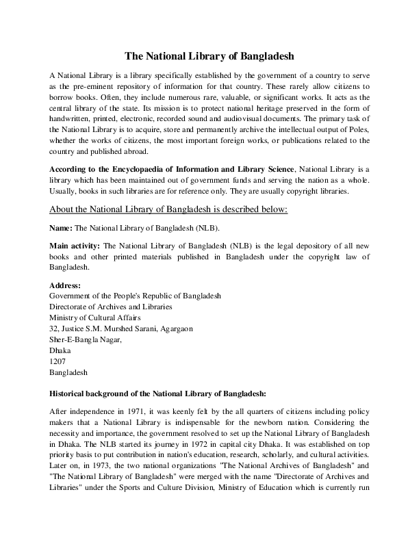 (PDF) About The National Library of Bangladesh