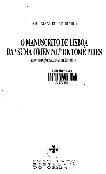 (PDF) O Manuscrito de Lisboa da Suma Oriental de Tomé Pires_1996