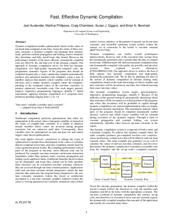 (PDF) Fast, effective dynamic compilation